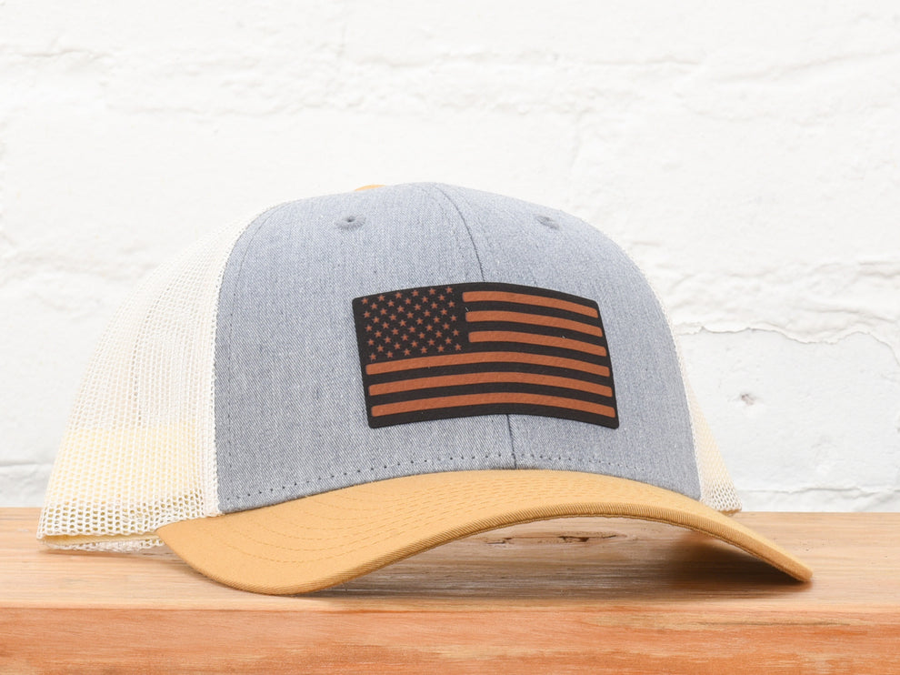 American Flag Leather Patch Snapback – Classic State