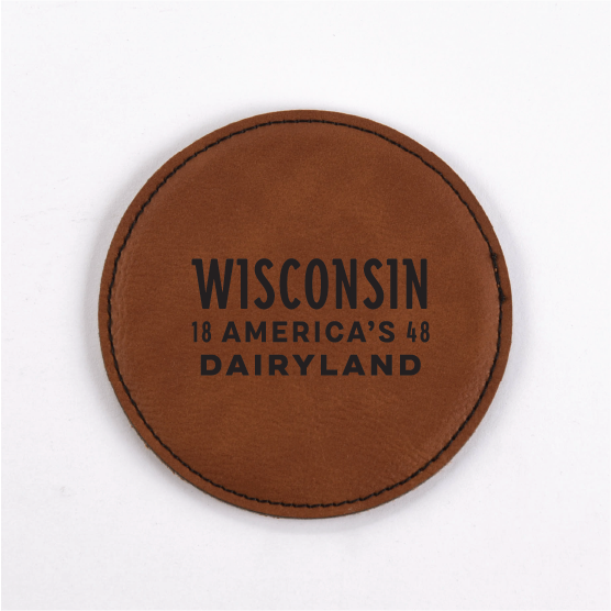 Wisconsin PU Leather Coasters – Classic State