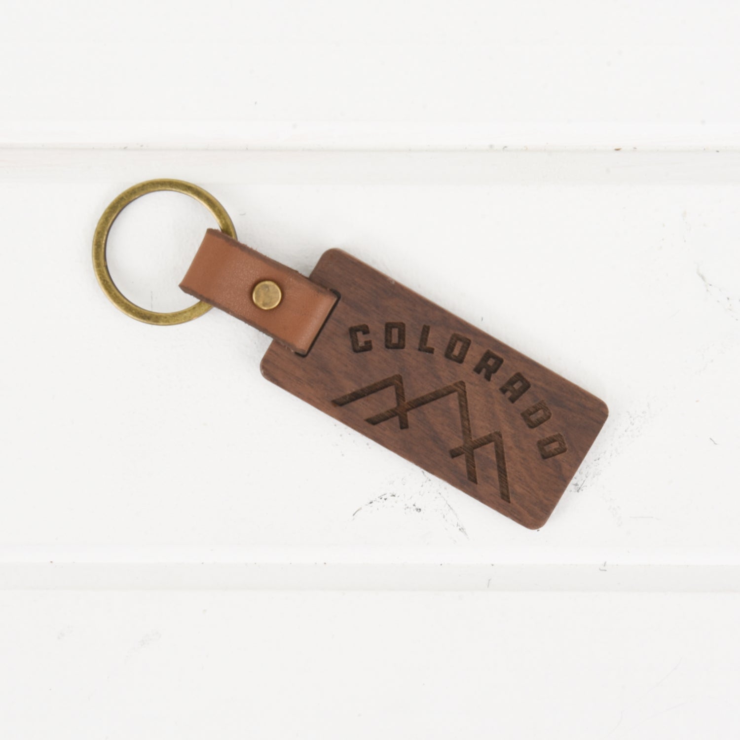 Colorado Wood/Leather Keychain – Classic State